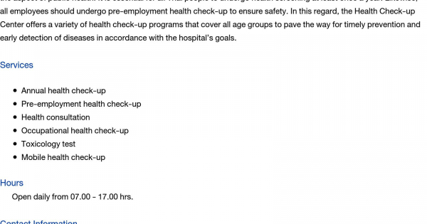 Health Check-up Center | Phitsanulok Hospital | Tel : 055 909 888